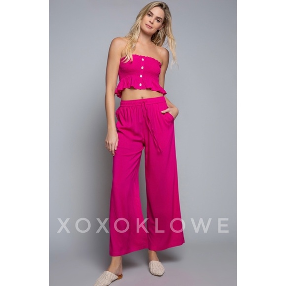 POL | Pants & Jumpsuits | Pol Barbie Hot Pink Matching Pants Set Wide ...